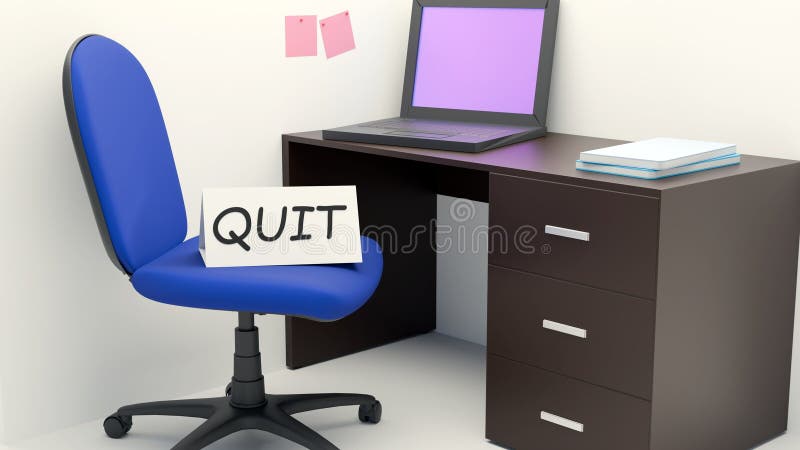 3d Rendering of Words I QUIT on the Workbench Stock Illustration ...