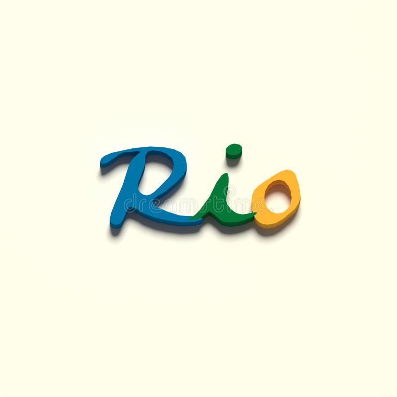 3D RENDERING WORDS `RIO` on PLAIN BACKGROUND Stock Illustration ...