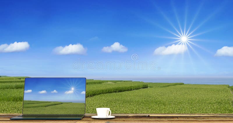 3d Rendering of Work from Outside Wit Nice View Stock Illustration ...