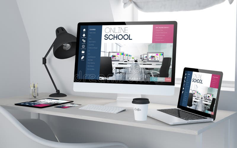 Workroom Cool Responsive Online School Stock Photo - Image of office ...