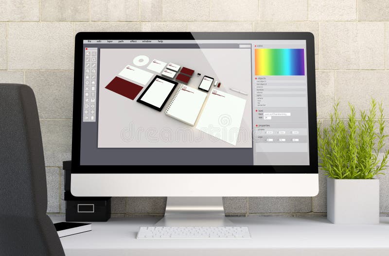 Workspace with Branding Design Stock Illustration - Illustration of ...