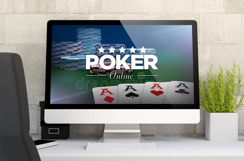 Workspace with Computer Poker Stock Image - Image of computing, digital ...