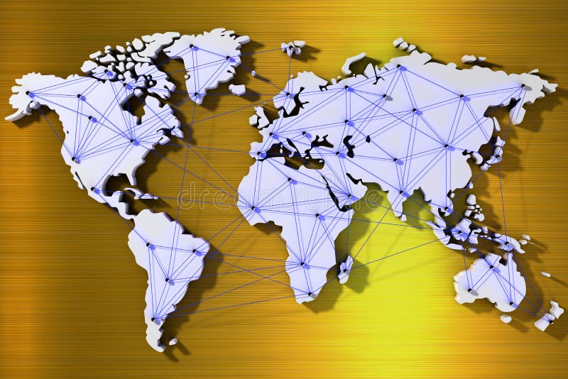 3d Rendering World Map Connected by a Network of Rays Stock ...
