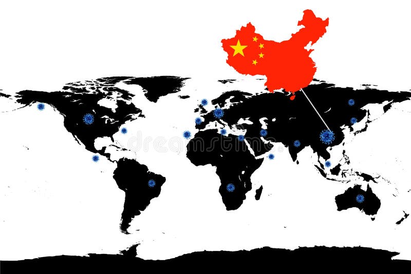 3d Rendering of a World Map with Coronavirus Spreading from China ...
