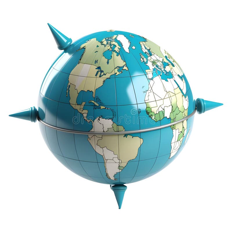 3D Rendering of a World Map on Earth Globe on Transparent Background ...