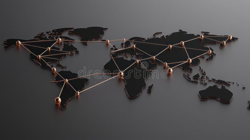 A 3D Rendering of a World Map with Interconnected Countries and ...