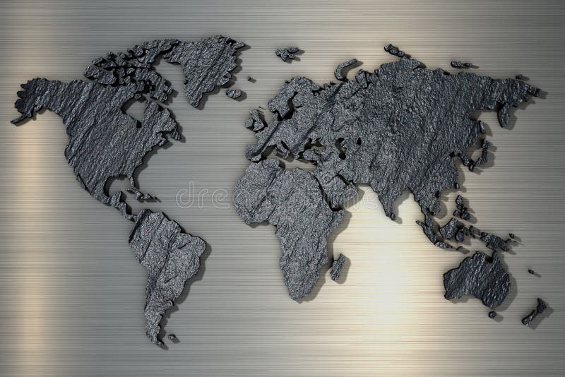 3d Rendering World Map of Rough Stone Texture Stock Image - Image of ...