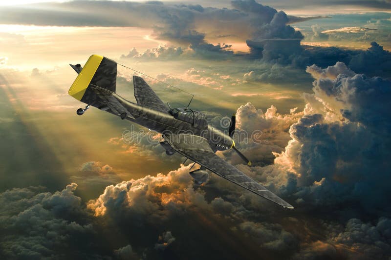 3D Rendering of a World War Two German Dive Bomber Diving Stock ...