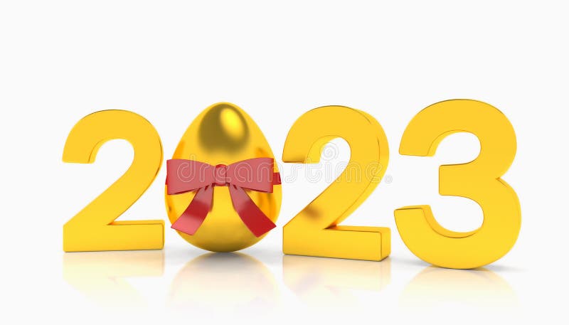 3d Rendering of the Year 2023 in Gold with the Number Zero As Easter ...