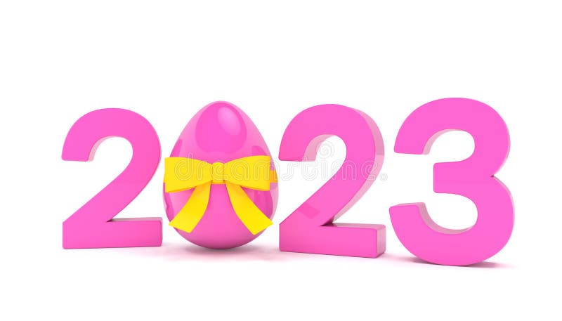 3d Rendering of the Year 2023 in Magenta with the Number Zero As Easter ...