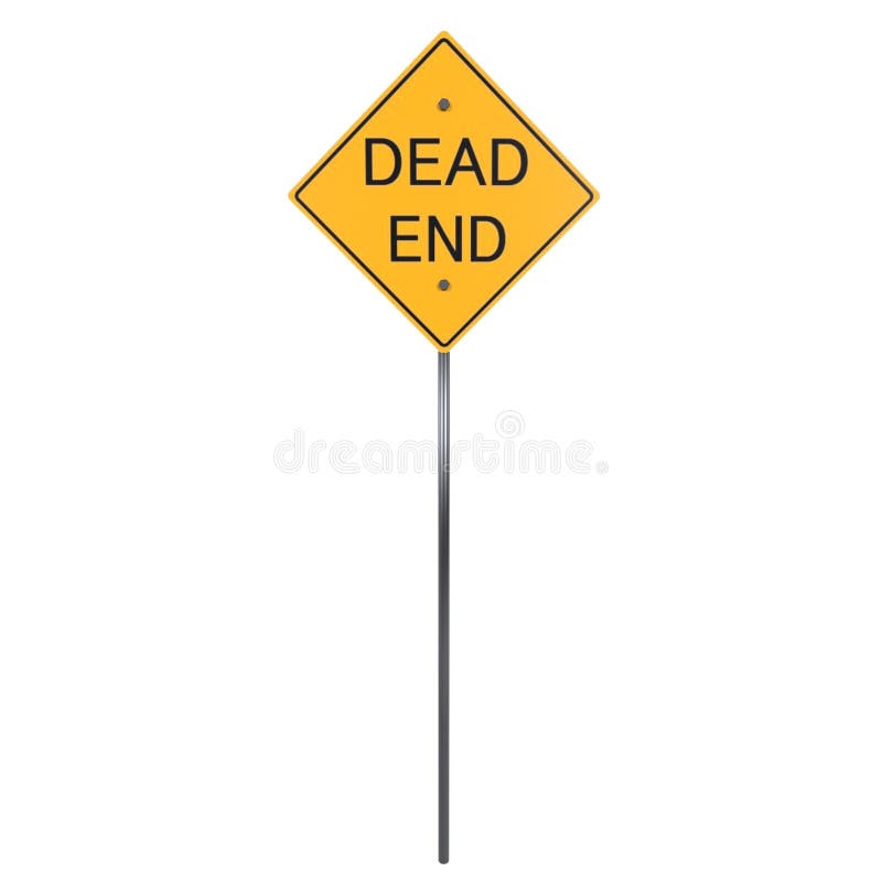 3D Rendering of a Yellow Dead End Street Sign on a White Background ...