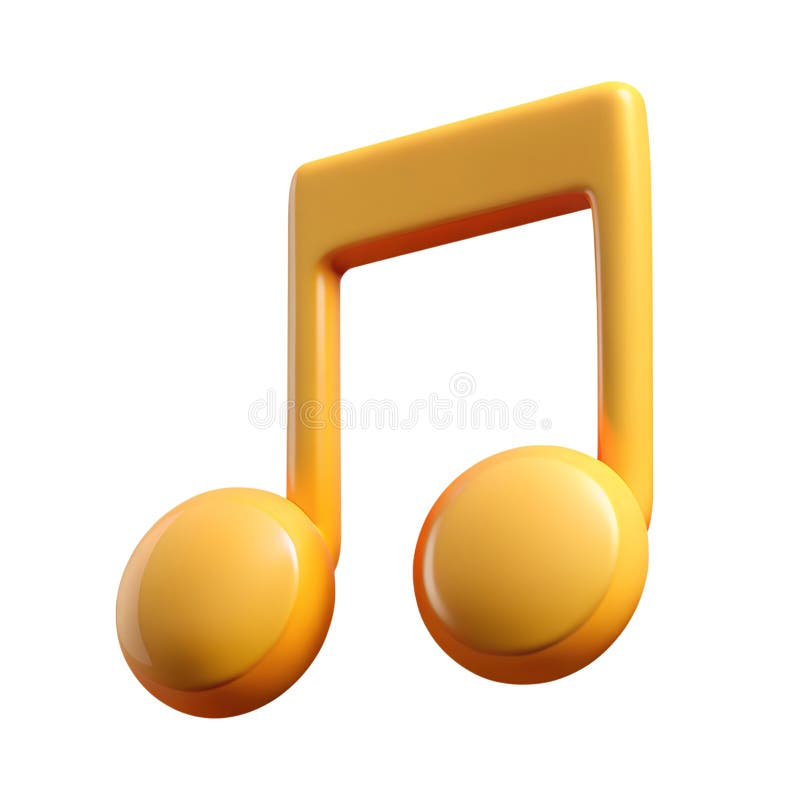 3d Rendering Yellow Music Note Isolated on White Background Stock ...