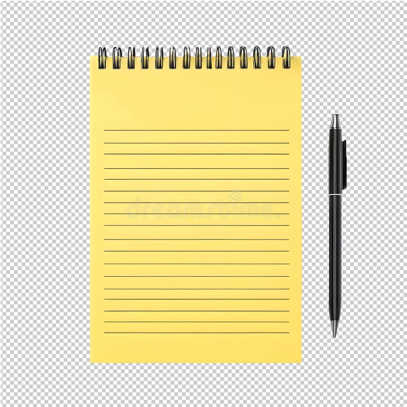3D Rendering Yellow Notepad Isolated on Transparent Background Stock ...