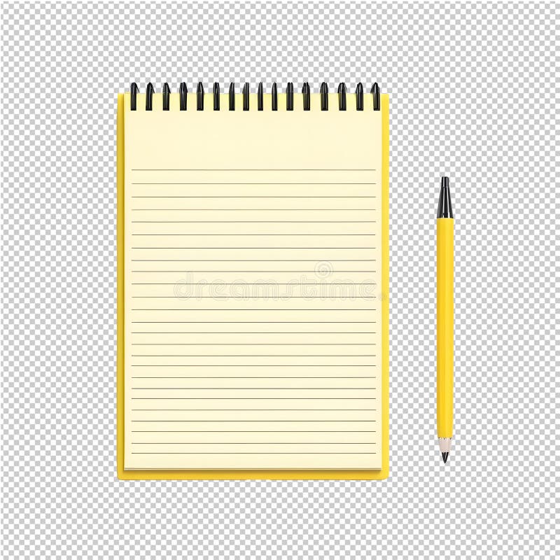 3D Rendering Yellow Notepad Isolated on Transparent Background Stock ...