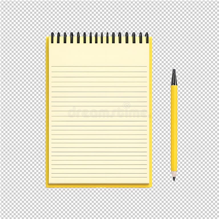 3D Rendering Yellow Notepad Isolated on Transparent Background Stock ...