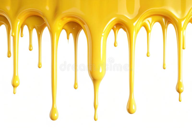 Yellow Paint Dripping Isolated Over White Background. 3D Stock ...