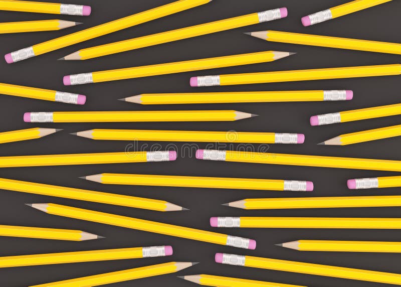 3d Rendering of Yellow Pencils on Black Background Stock Illustration ...