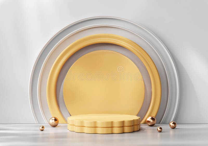 3D Rendering Yellow Platform Podium Product Presentation Background ...