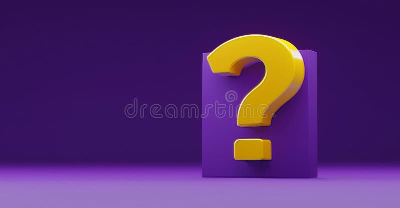 3D Rendering of Yellow Question Mark Icon Sign or Ask a Question and ...