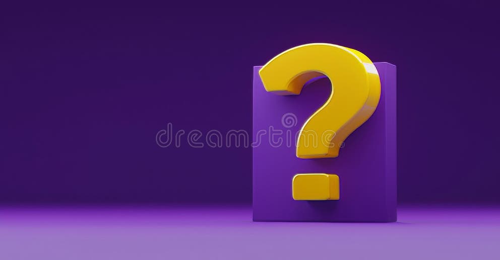 3D Rendering of Yellow Question Mark Icon Sign or Ask a Question and ...
