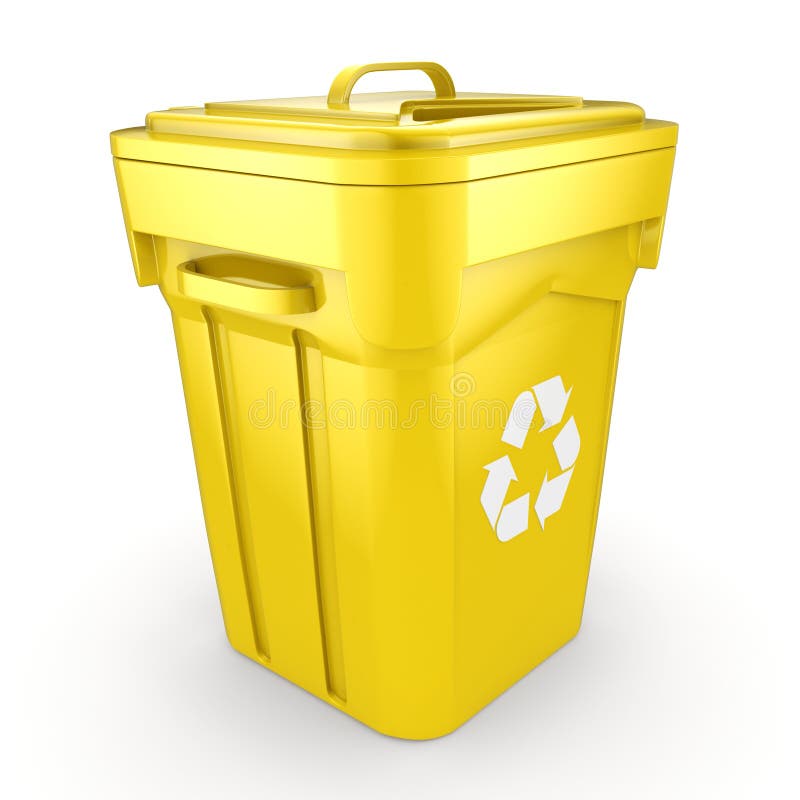 3D Rendering Yellow Recycling Bin Stock Illustration - Illustration of ...