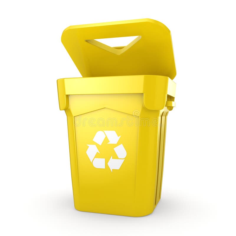 3D Rendering Yellow Recycling Bin Stock Illustration - Illustration of ...