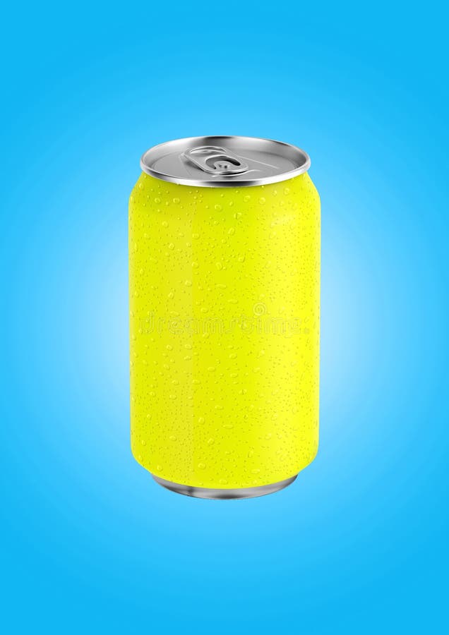3D Rendering Yellow Soda Can Isolated on Colored Background. Fit for ...
