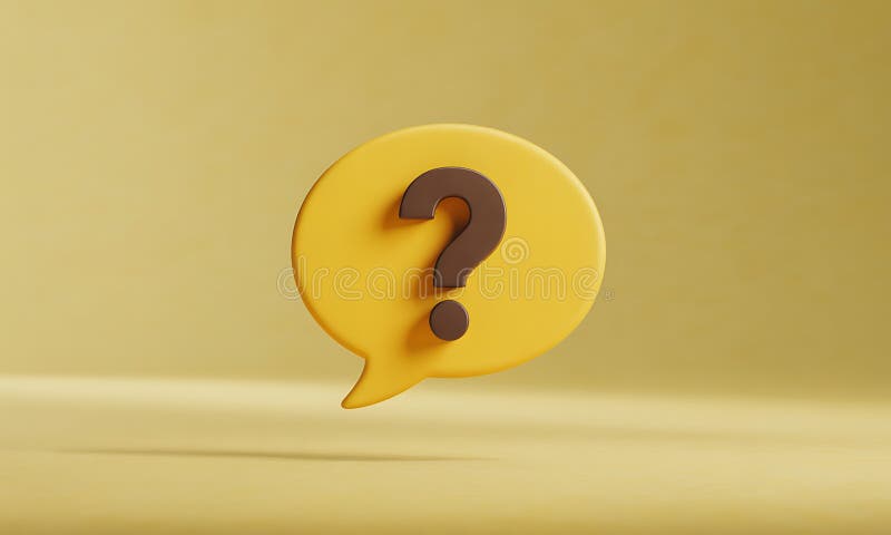 3D Rendering of a Yellow Speech Bubble with a Question Mark. Question ...