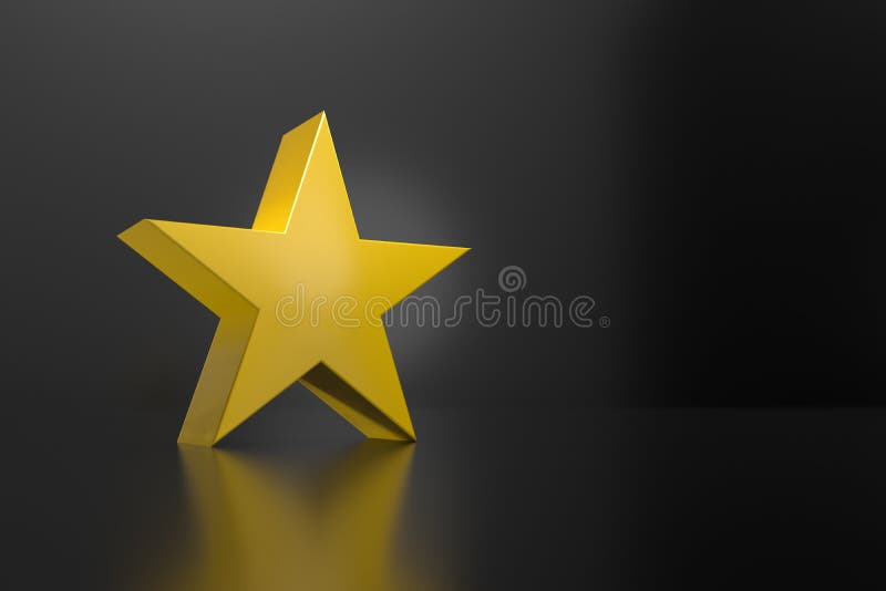 3D Rendering of Yellow Star on Black Stock Illustration - Illustration ...