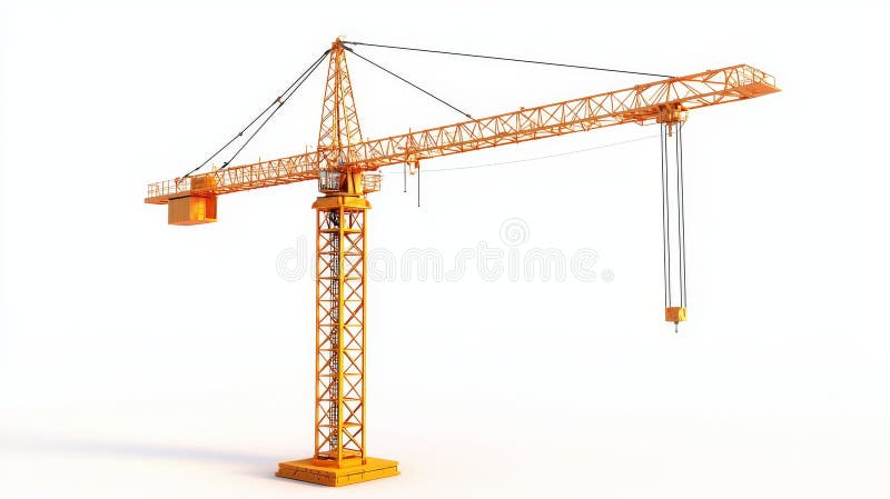 A 3D Rendering of a Yellow Tower Crane on a White Background ...