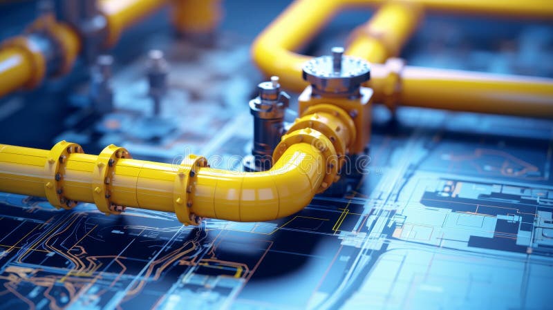 3d Rendering of a Yellow Water Pipe with Flowing Water on a ...