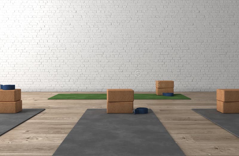 3d Rendering of a Yoga Class with Mats, Blocks and Straps Stock ...