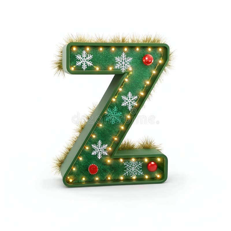 3D Rendering Z Letter Christmas Text Effect Isolated on White ...
