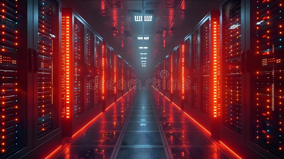D Renderings of Server Racks in a Data Center for Hosting Services ...