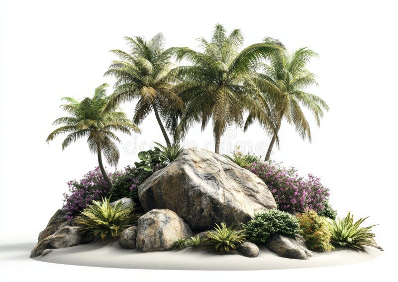 3D Renderings of a Small Island Stock File, Featuring a Transparent ...