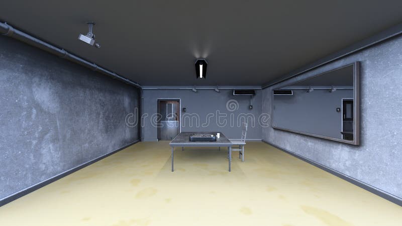 3d Renderização Da Sala De Interrogatório Ilustração Stock - Ilustração ...
