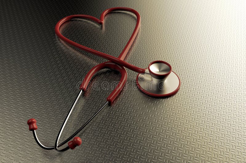 A Stethoscope with the Shape of a Heart on a Metallic Background Stock ...