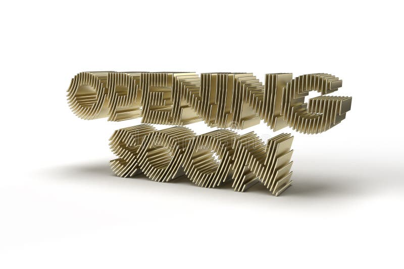 3D Rendring Opening Soon Calligraphic Gold Style Text Stock ...