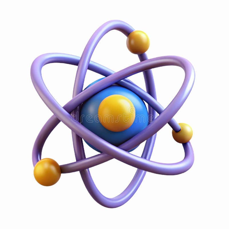 3D Representation of Atom Structure with Vibrant Purple Orbitals and ...