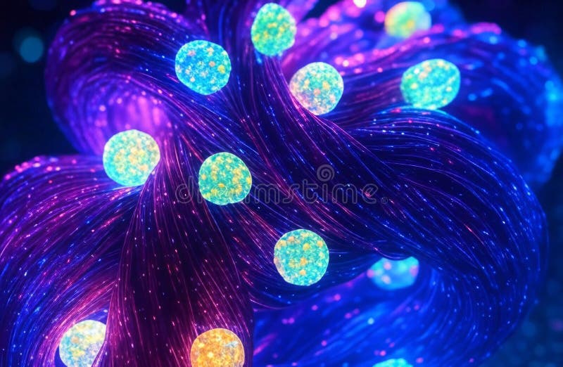 3D Representation of Chromatin Fiber with Glowing Nucleosomes Stock ...