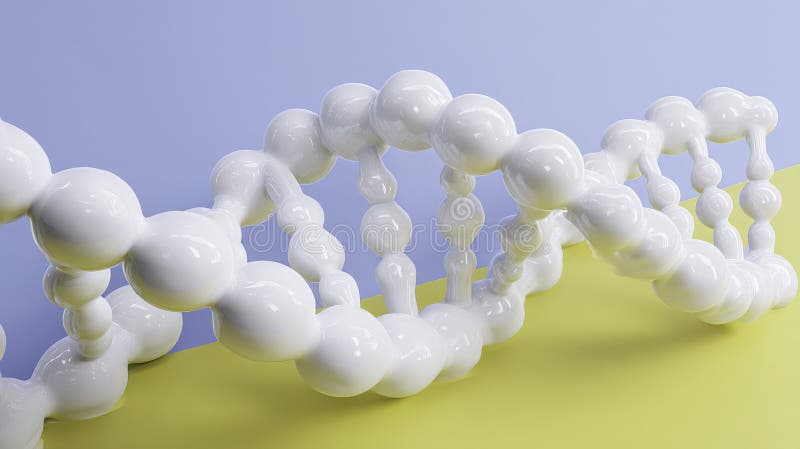 3D Representation of DNA Structure with White Spheres Against a Blue ...