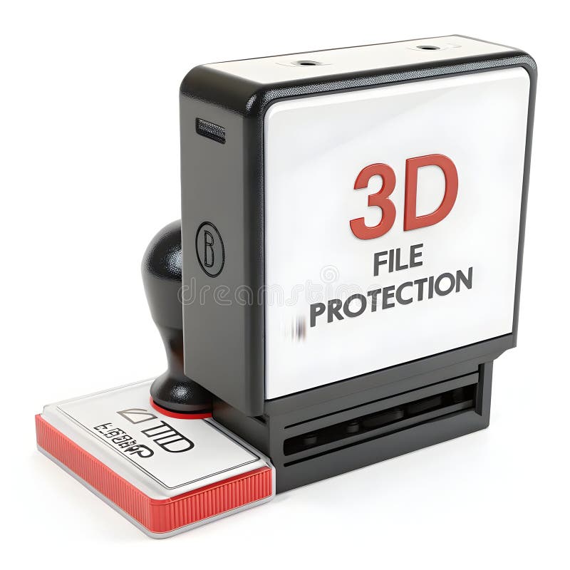 3D File Protection Isolated on White Background Stock Illustration ...