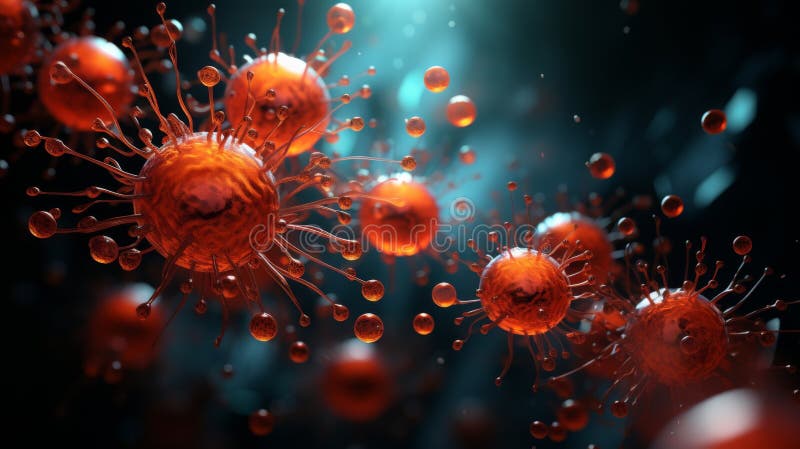3D Representation of Floating Viral Particles Stock Photo - Image of ...