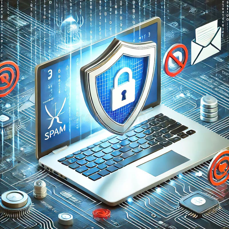 Laptop, Concept for Data Protection, Spam Protection and Cyber Security ...