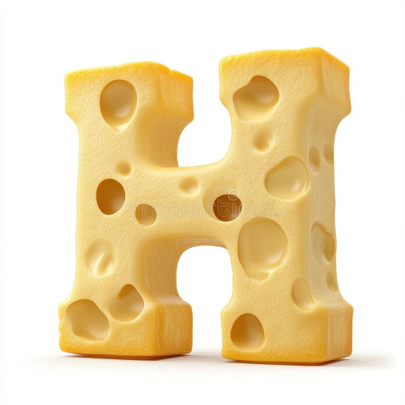 A 3D Representation of the Letter "H" Designed To Look Like Cheese with ...
