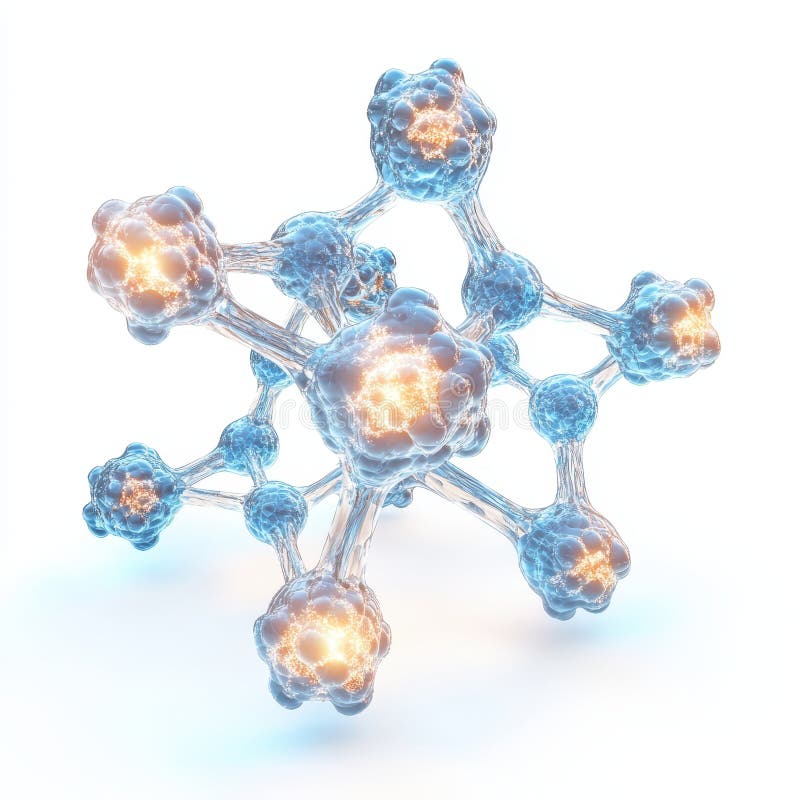 A 3D Representation of a Molecular Structure with Glowing Elements ...