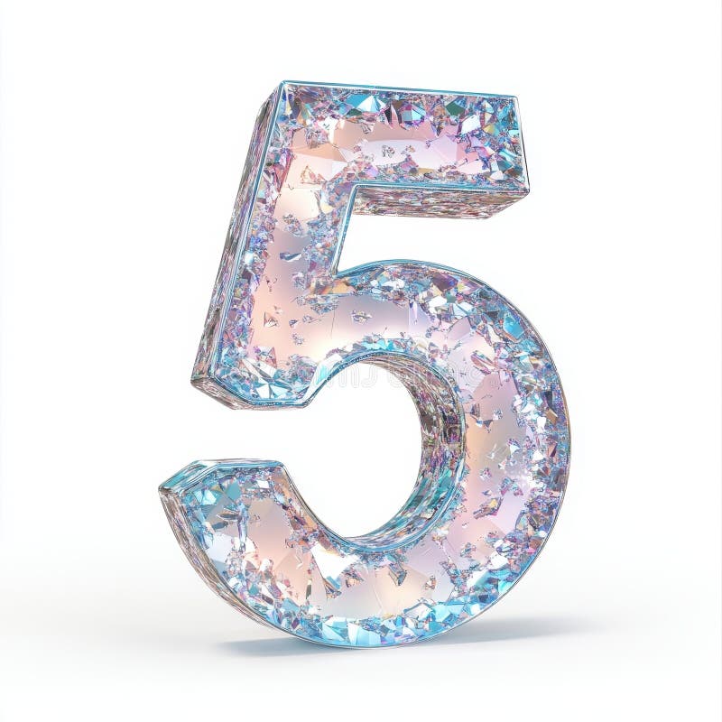 A 3D Representation of the Number Five, Featuring a Sparkling ...