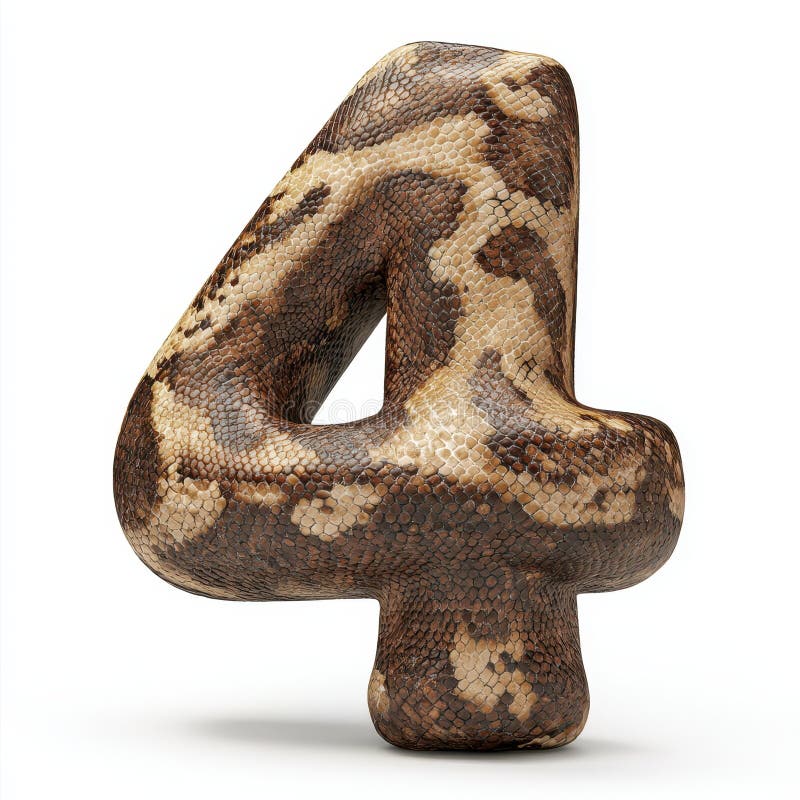 A 3D Representation of the Number Four Designed with a Snake Skin ...