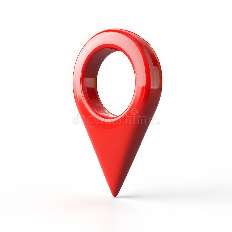 3D Representation of a Red Map Pin or Location Marker with a Hollow ...