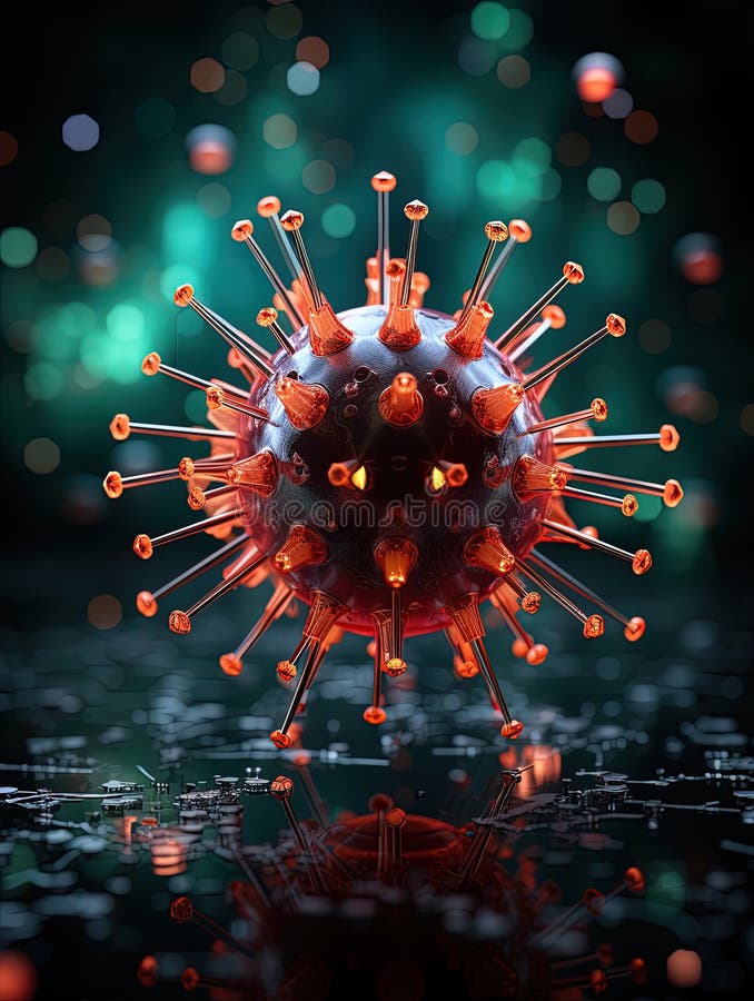 Rulticolored 3D Representation of a Virus in a Sick Body Stock ...